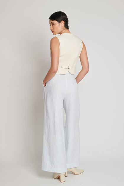 Frida Summer Suit Vest - Linen - Ivory – Behida Dolić Millinery